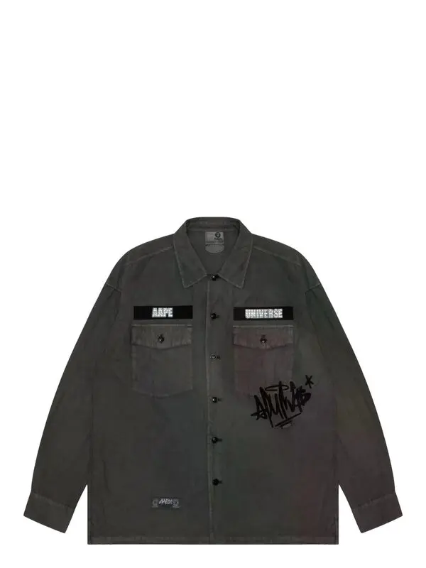 AAPE BY *A BATHING APE Logo-tape Cotton-blend Shirt - Black