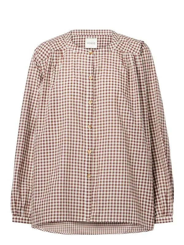 Posse Mira Gingham Cotton Shirt - Brown