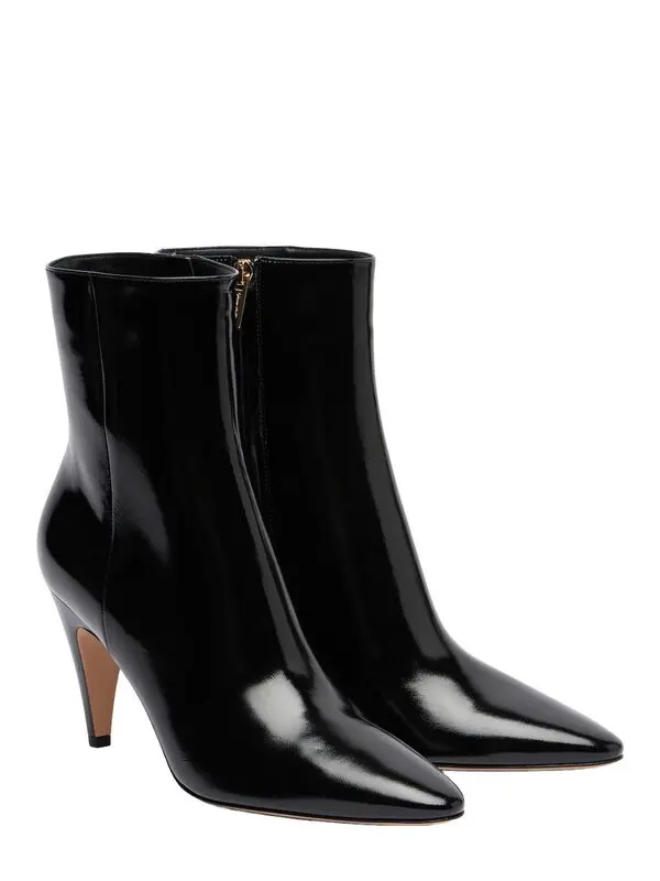 GIANVITO ROSSI Patent Leather Ankle Boots - Black
