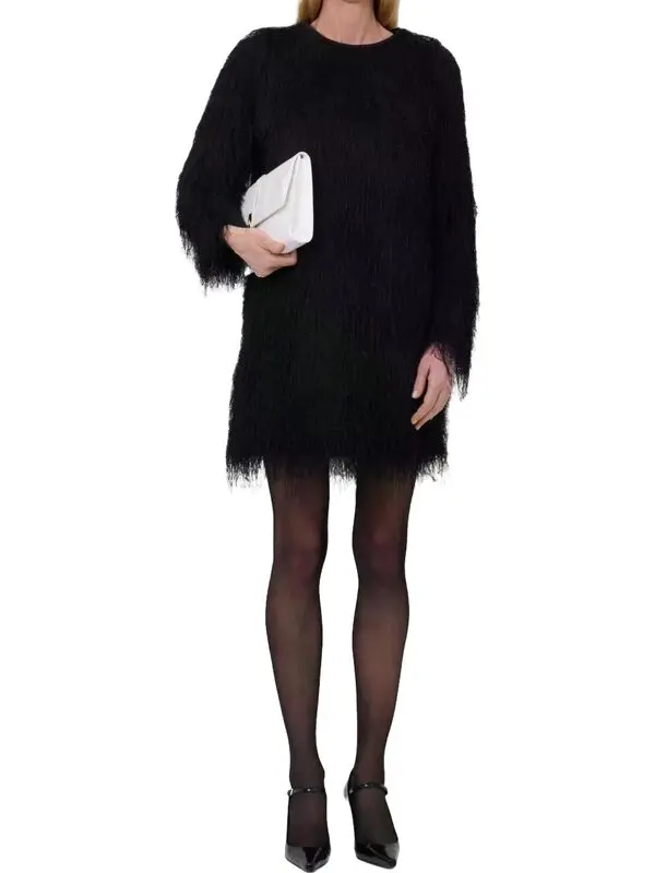Loulou De Saison Tina Fringed Mini Dress - Black