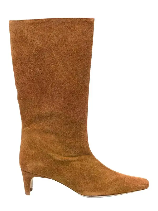 Staud 60mm Wally Suede Leather Pointed-toe Boots - Neutrals