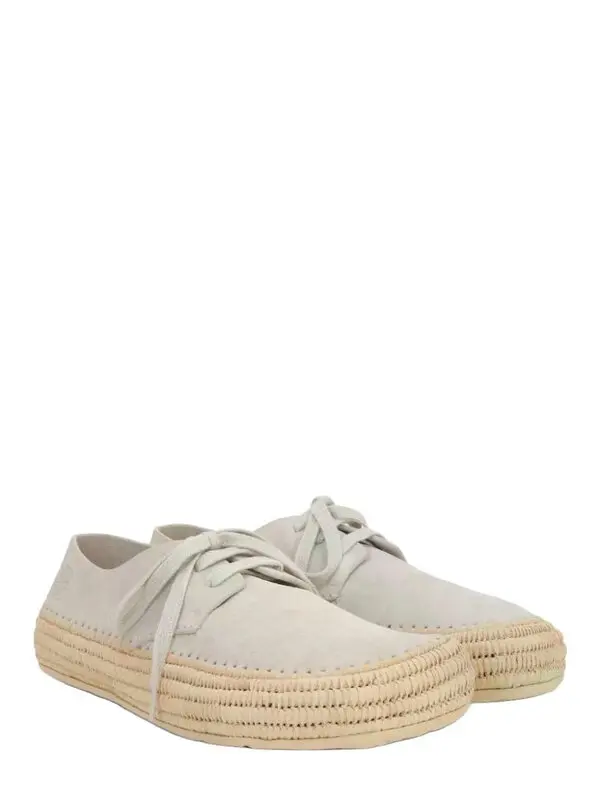 Loewe Rio Petal-toe Raffia-trimmed Lace-up Shoes - Grey