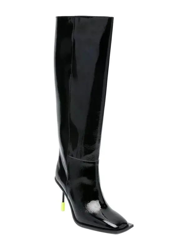 MSGM Patent Leather Knee-high Stiletto Boots - Black