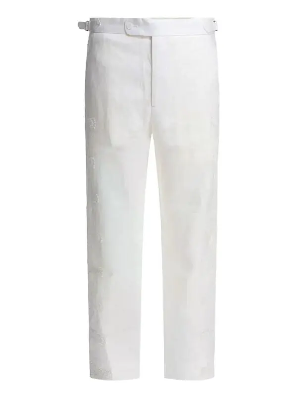 BODE Crochet-insert Linen Trousers - White