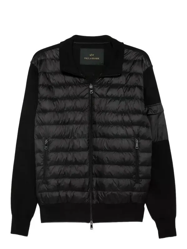 Paul & Shark Quilted Wool-panel Zip-up Jacket - Black