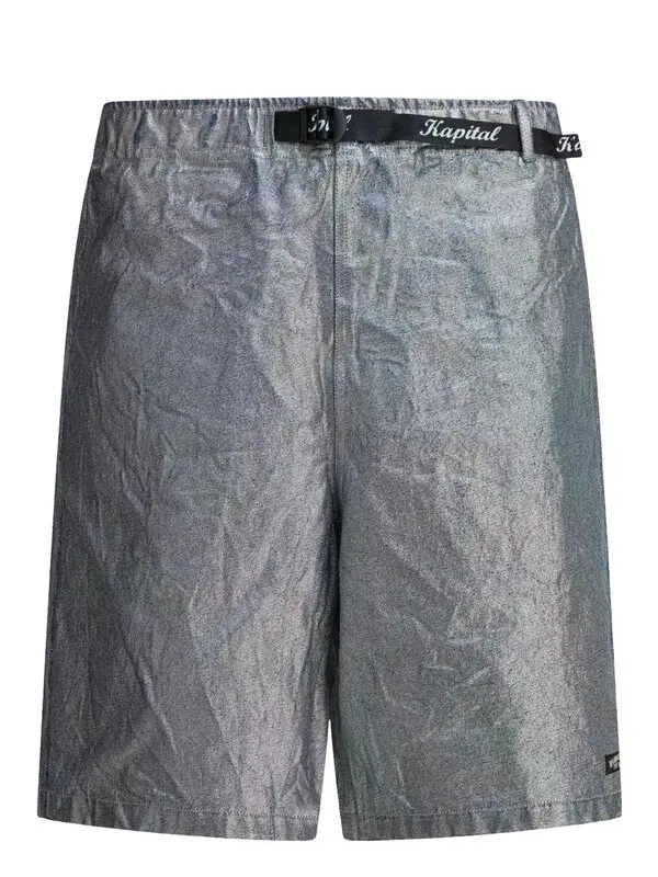Kapital 12oz Metallic Effect Bermuda Shorts - Silver