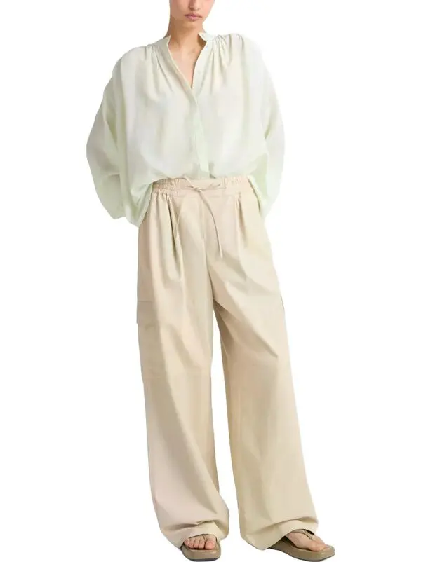 YVES SALOMON Wide Leg Leather Trousers - Neutrals