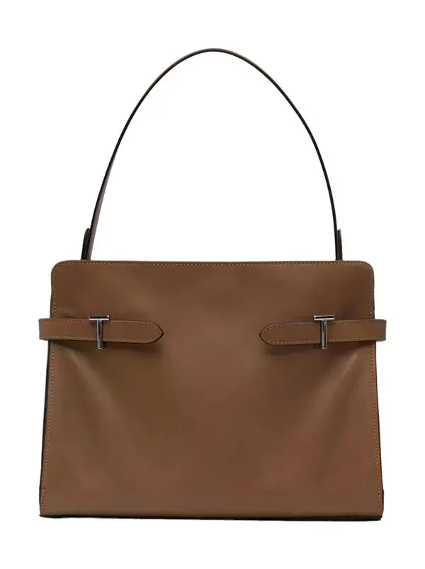 LE TANNEUR Leather Tote Bag With Buckle Detail - Brown