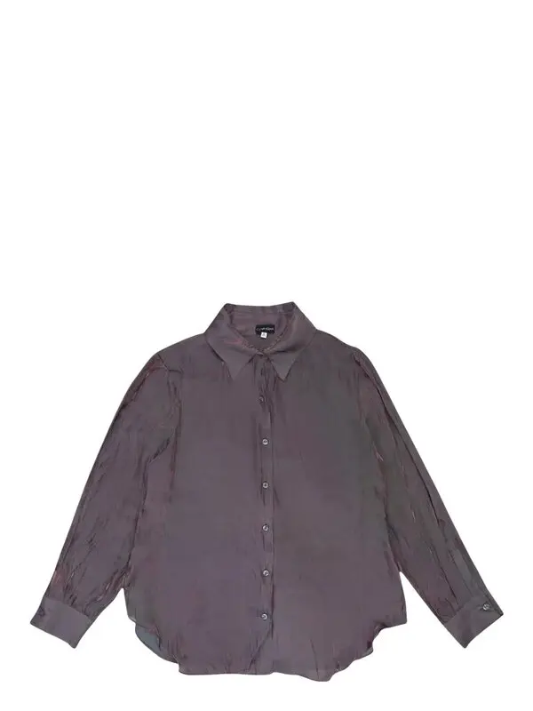 Callipygian Long Sleeve Shirt With Curved Hem - Brown
