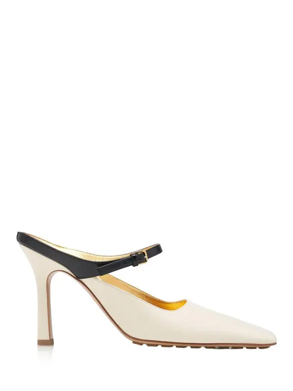 Bottega Veneta Leather Mules With Buckled Strap - Ivory