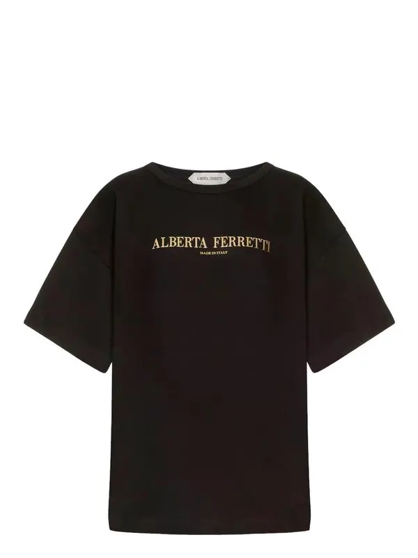 Alberta Ferretti Cotton T-shirt With Logo Print - Black
