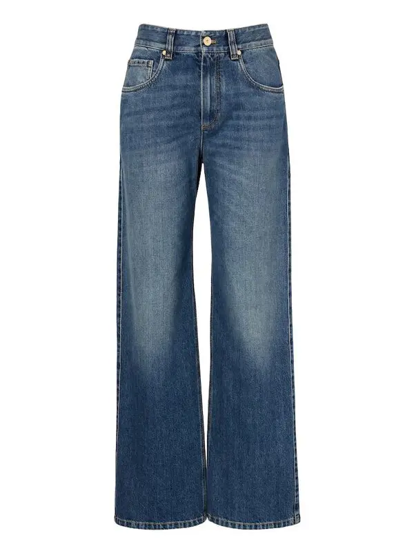 Brunello Cucinelli Monili High-rise Wide-leg Jeans - Blue