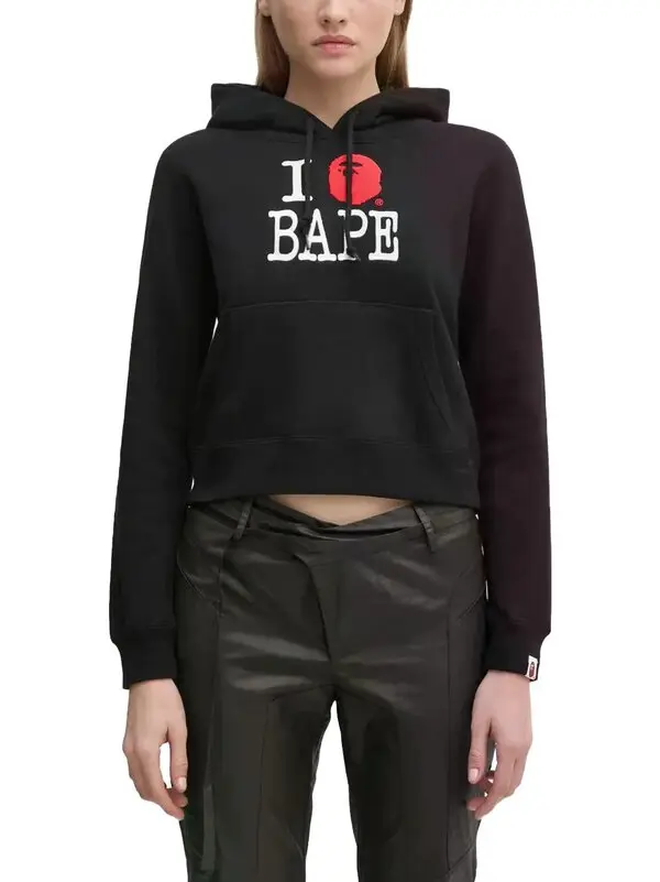 A BATHING APE I Love " Cropped Hoodie - Black