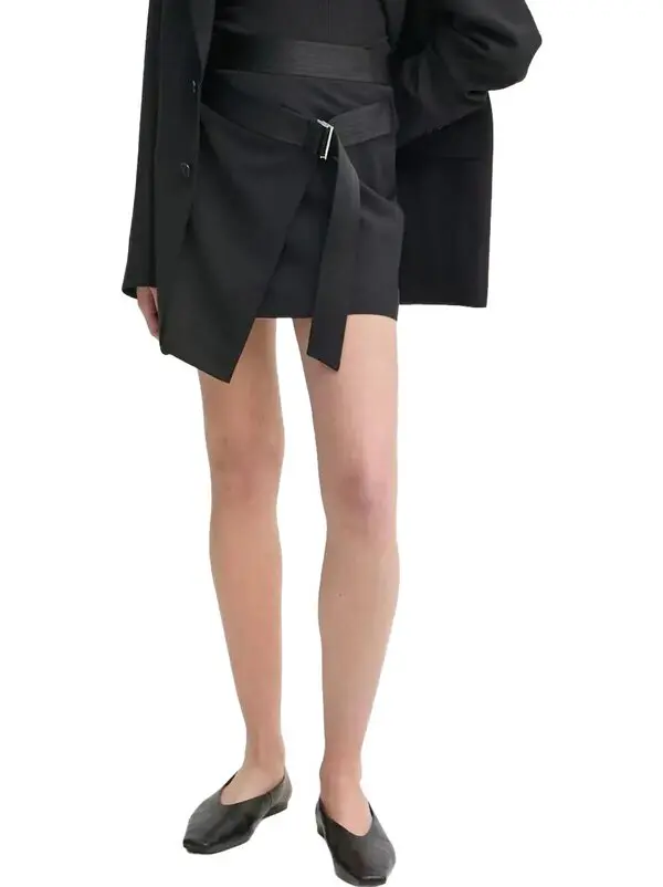 Filippa K Belted Wool Skirt - Black