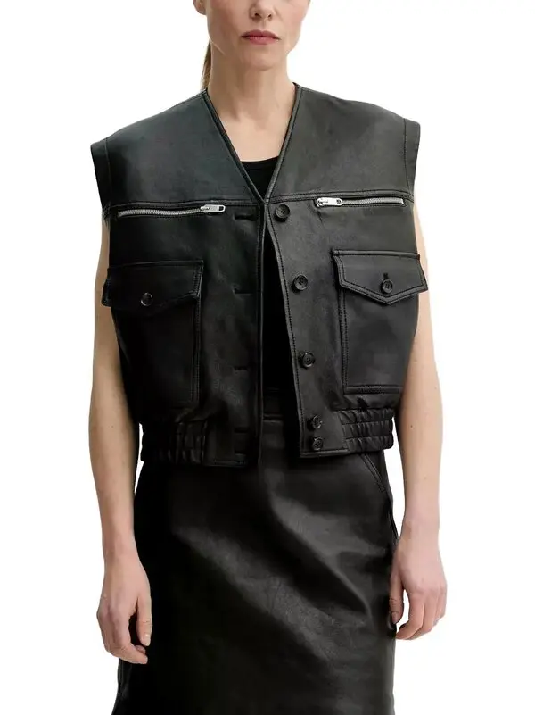 Bally Leather Zip-detail Waistcoat - Black