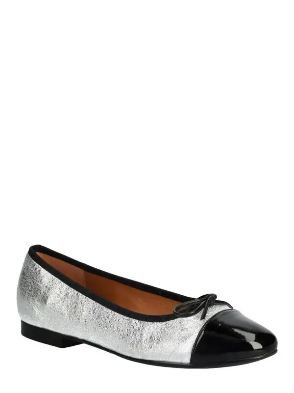 BILLI BI Metallic Bow Ballet Flats - Silver