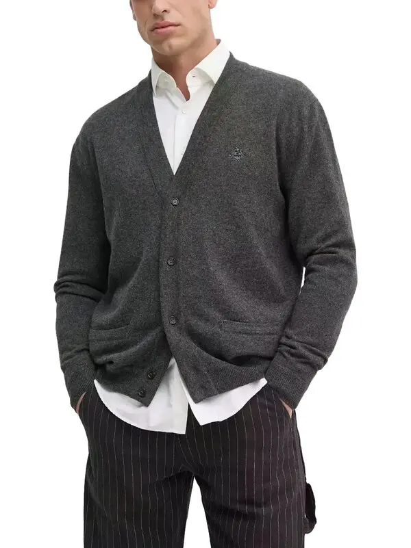 Bally Logo-embroidered V-neck Cardigan - Grey