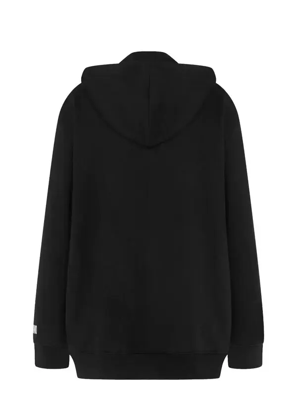 Moschino Duck Embroidered Zip-up Hoodie - Black