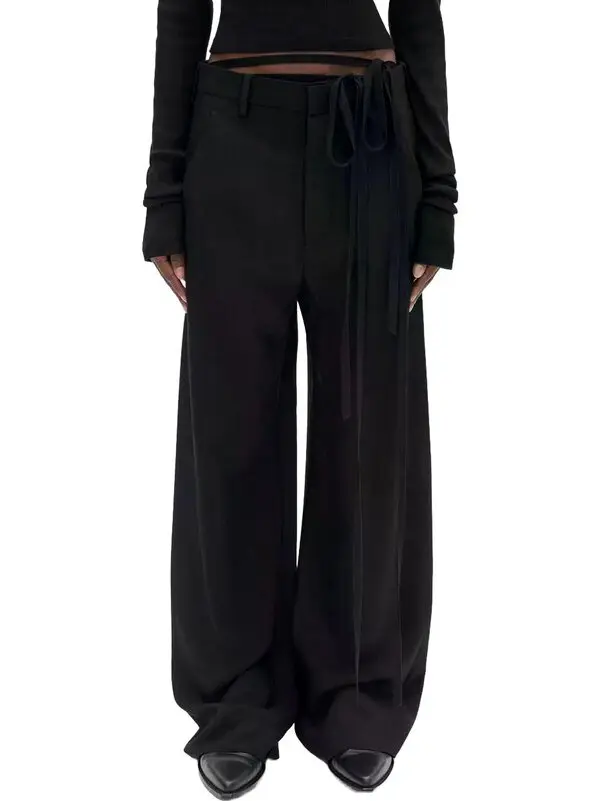 ANN DEMEULEMEESTER Wide-leg Tie-waist Palazzo Trousers - Black