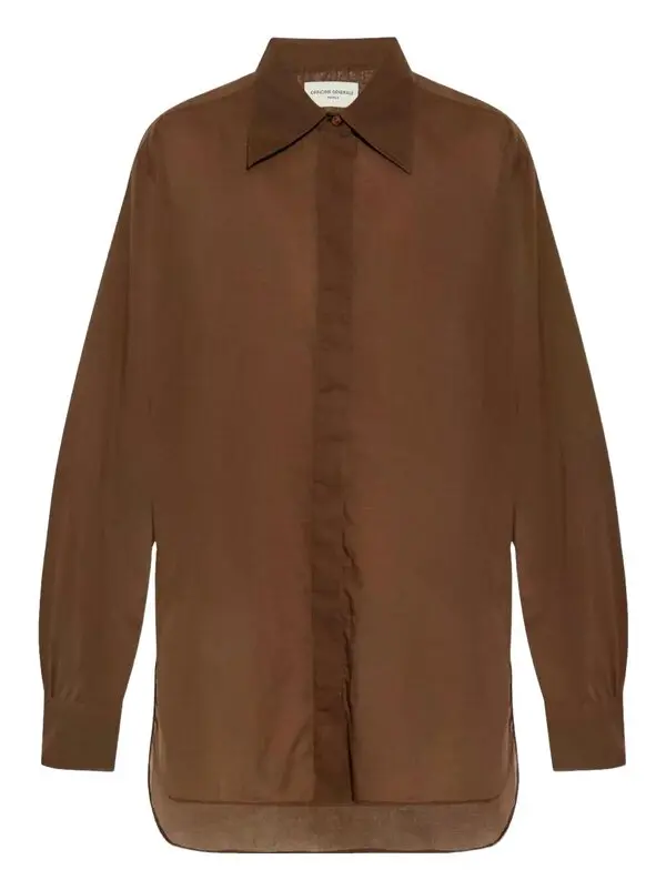 Officine Générale Button-down Cotton Shirt - Brown