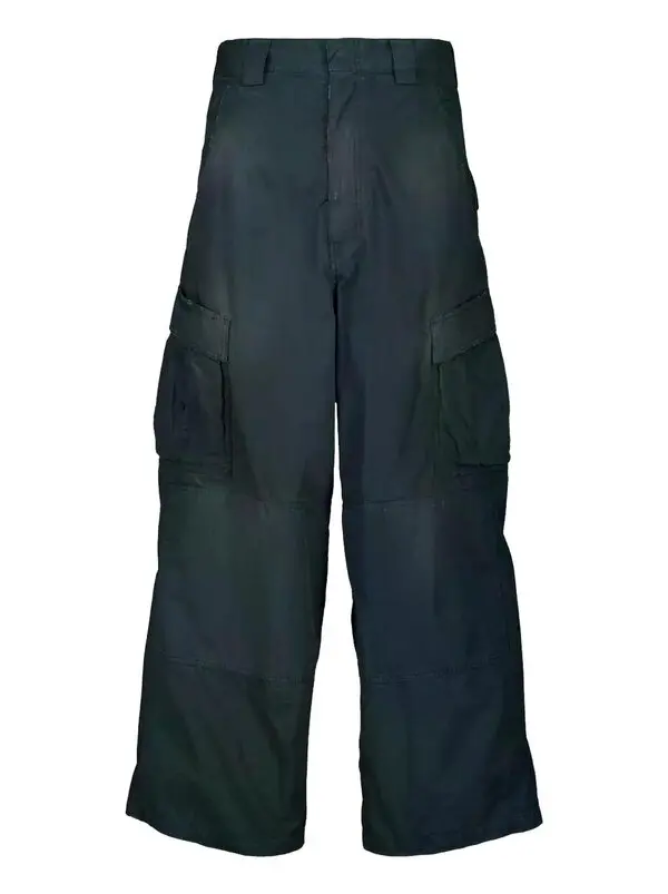 Balenciaga Washed Cotton Cargo Trousers - Green