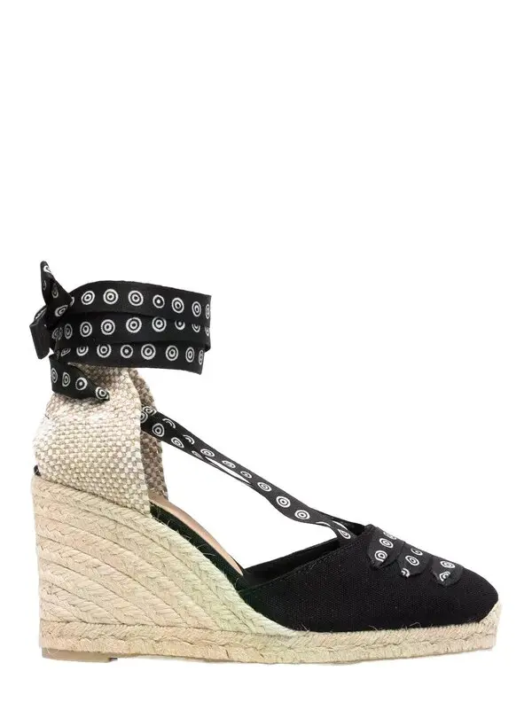 CastaÑer Wedge Espadrille With Ankle Tie - Black