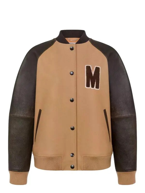 Moschino Contrasting Sleeves Bomber Jacket - Brown