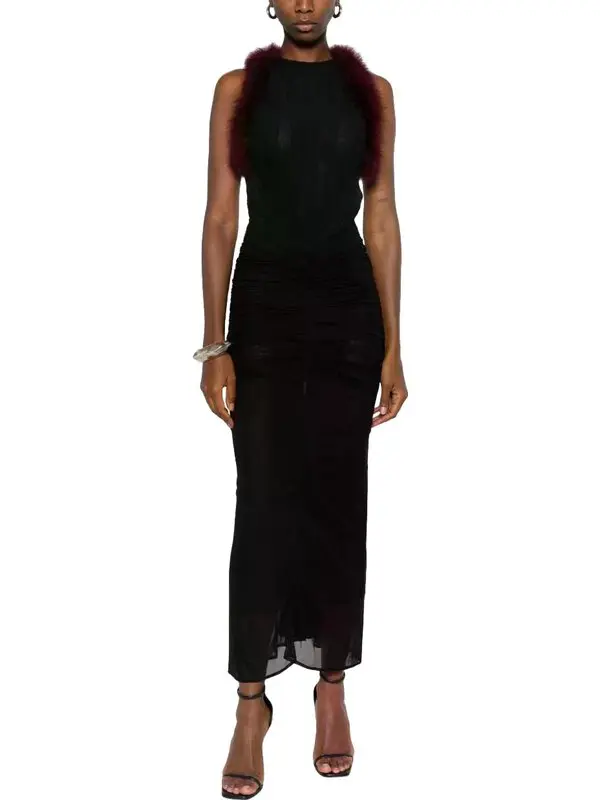 MUGLER Trimmed Gathered Dress - Black