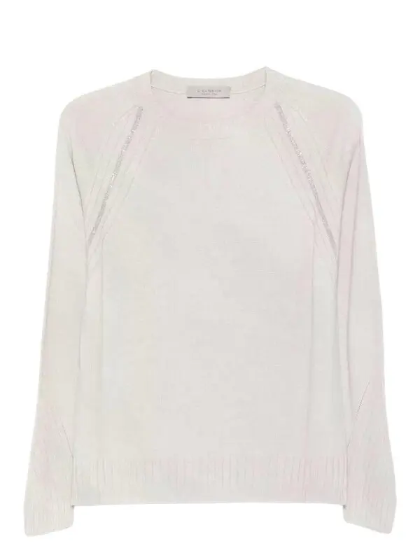 D.exterior Raglan Sleeve Embellished Sweater - Neutrals