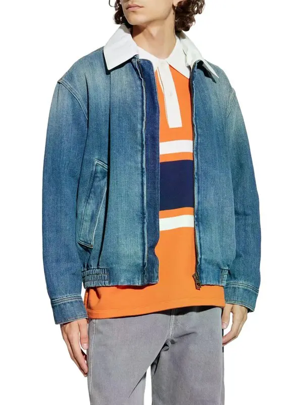 Loewe Contrast-collar Denim Jacket - Blue