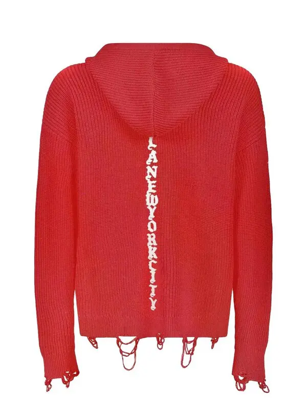 HACULLA. Distressed Hoodie With Applique Detail - Red