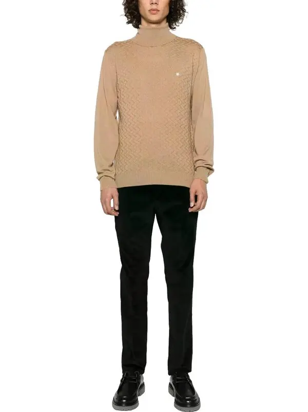 MANUEL RITZ Embroidered Logo Wool Jumper - Brown