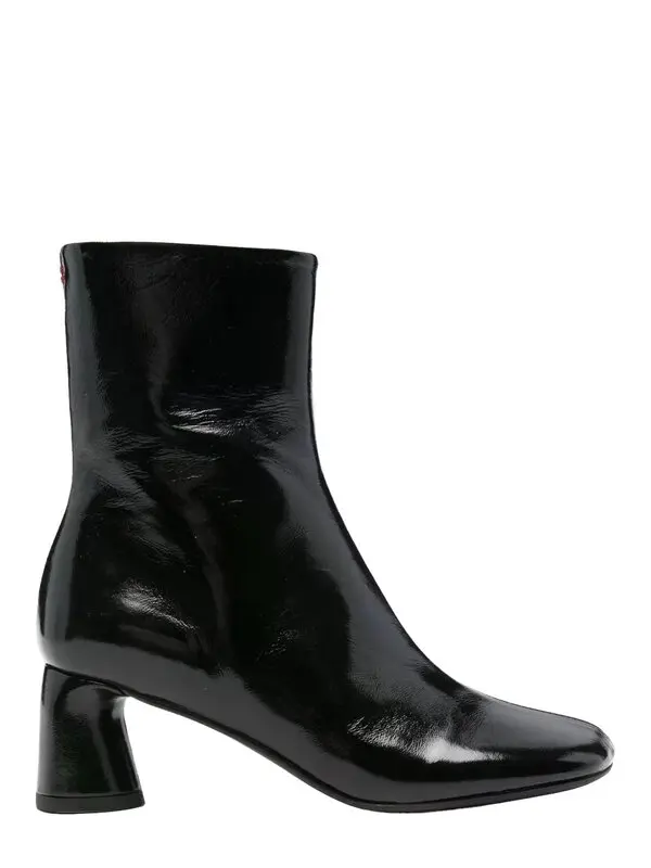 HALMANERA 55mm Patent Leather Block-heel Boots - Black