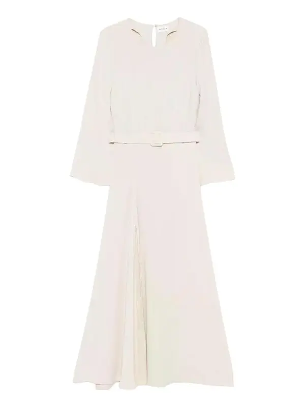 P.a.r.o.s.h Belted Keyhole Neck Dress - Neutrals