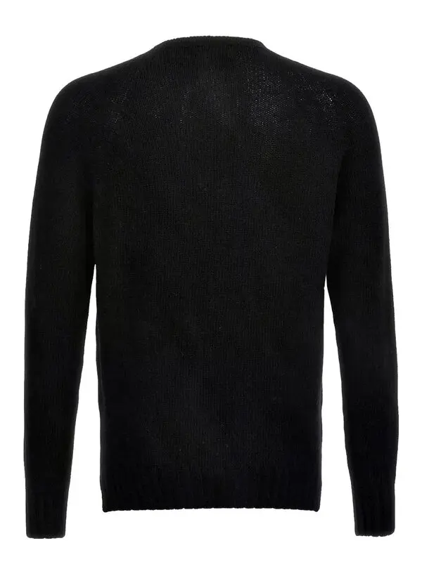 MA'RY'YA Raglan Sleeve Crew Neck Sweater - Black