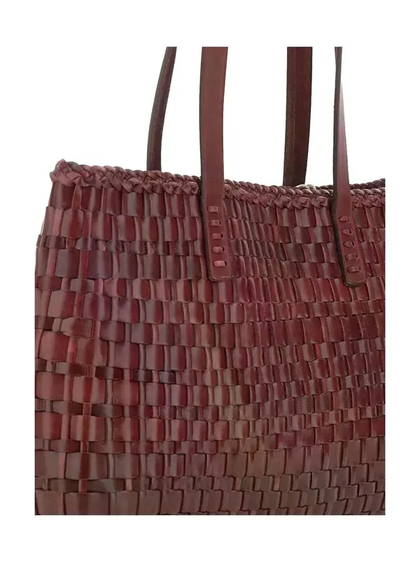 Dragon Diffusion Salvage Woven Calf Leather Tote Bag - Brown