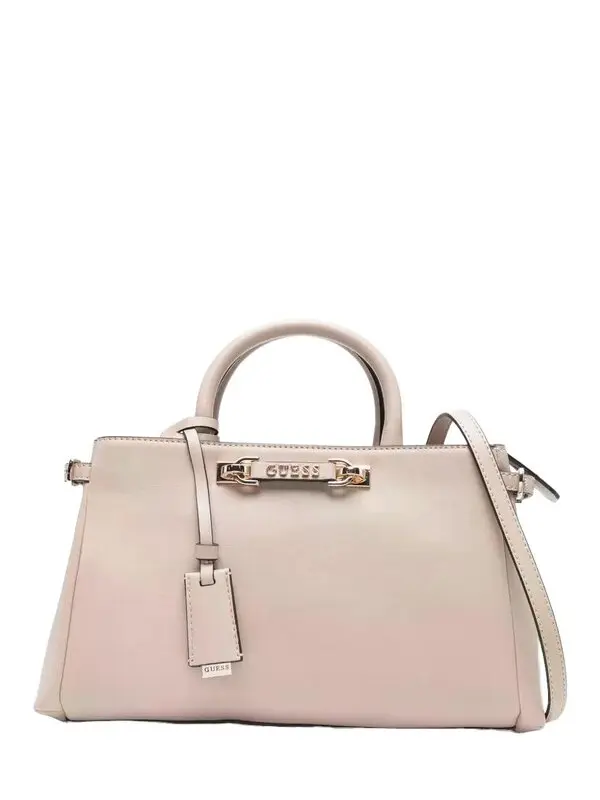 Guess Double-handle Tote Bag With Logo Plaque - Neutrals