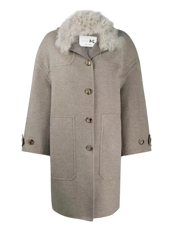 MANZONI 24 Virgin Wool-cashmere Blend Coat With Contrasting Collar - Grey