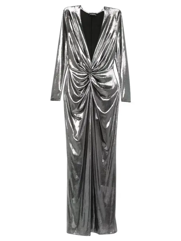 ROSERRY Metallic Twist-front Maxi Dress - Silver