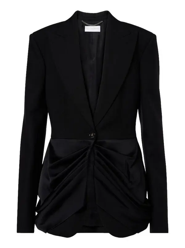 Stella McCartney Draped Satin-trimmed Wool Blazer - Black