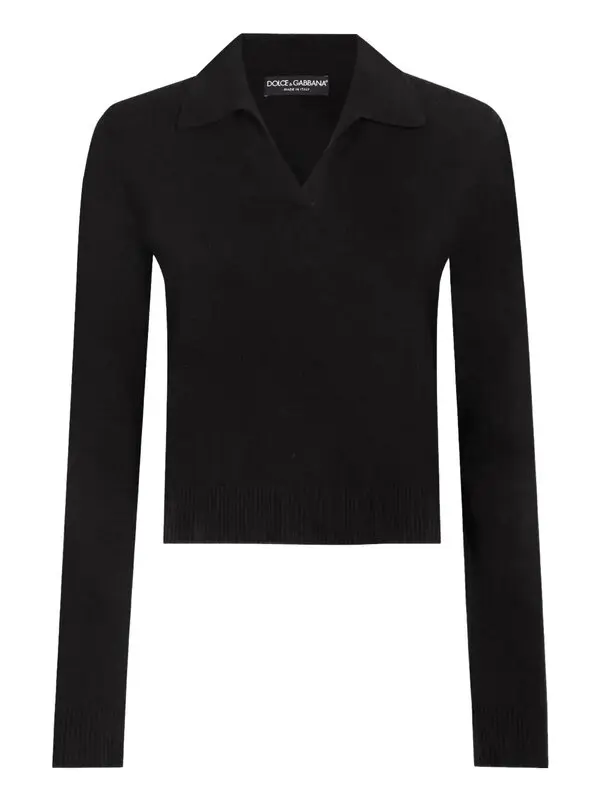 Dolce & Gabbana Cashmere Top With Ribbed Trim - Black
