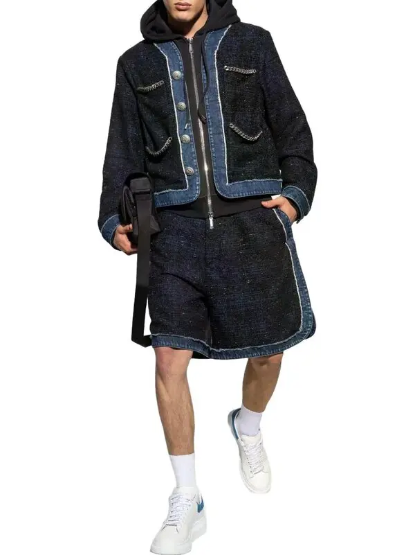 Dsquared2 Chain-trimmed Tweed Jacket - Blue