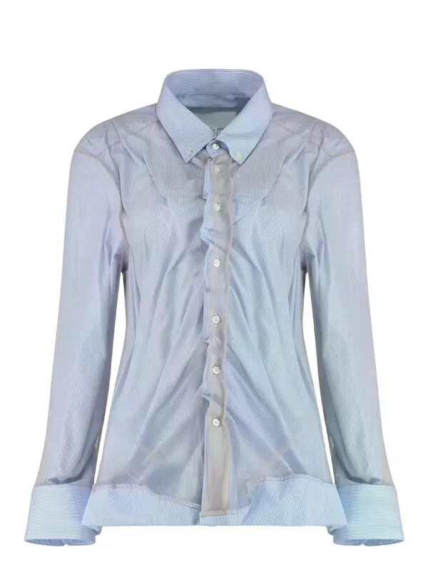 MAISON MARGIELA Striped Gathered Shirt - Blue