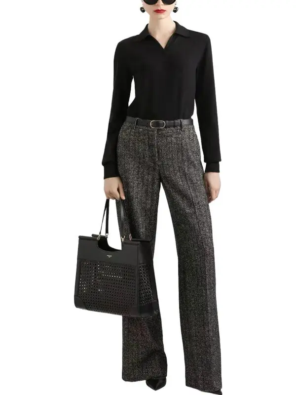 Dolce & Gabbana Striped Tweed Trousers - Black