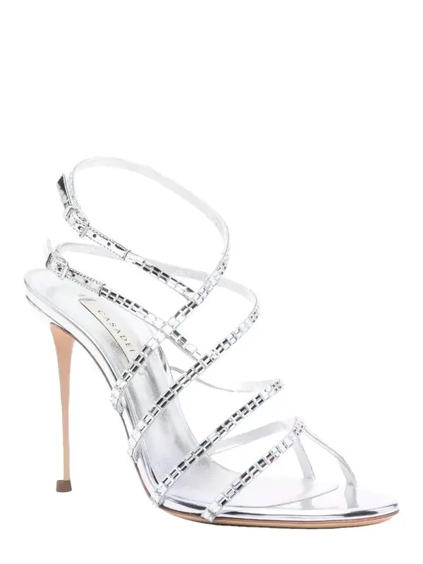 Casadei 80mm Stiletto Crystal-embellished Pumps - Silver