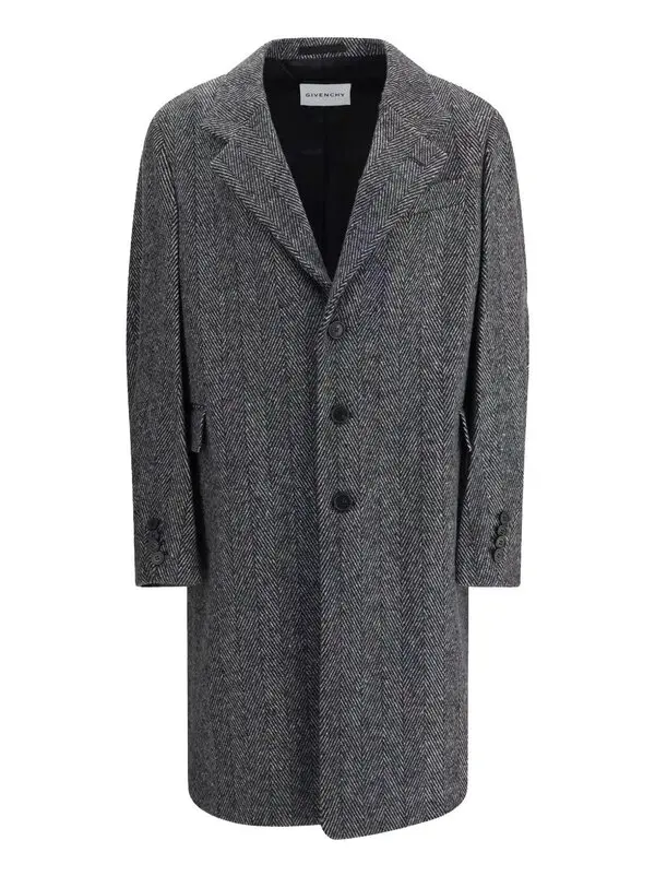 Givenchy Tailored Herringbone Coat - Grey