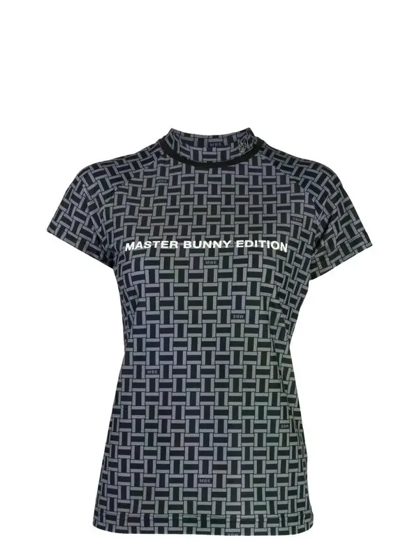 MASTER BUNNY EDITION All-over Logo Print Mock Neck T-shirt - Black