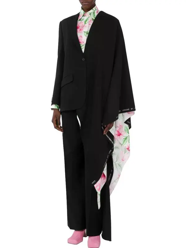 Moschino Asymmetric Drape Wool Coat - Black