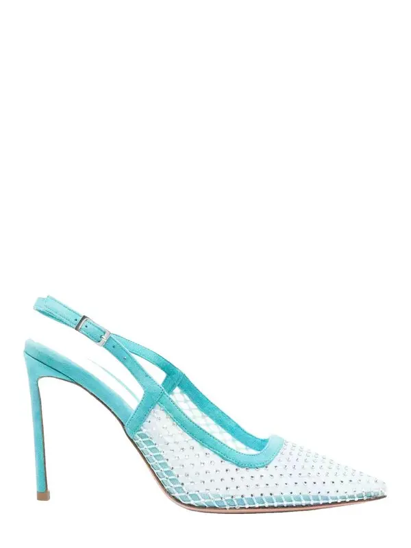 GINISSIMA 95mm Gilda Crystal Embellished Slingback Pumps - Blue