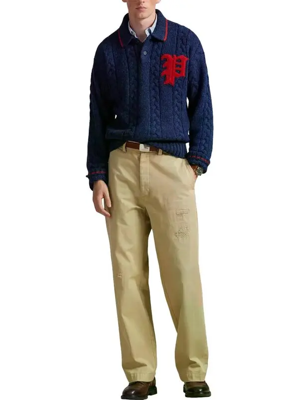 Polo Ralph Lauren Cable Knit Polo Neck Sweater - Blue